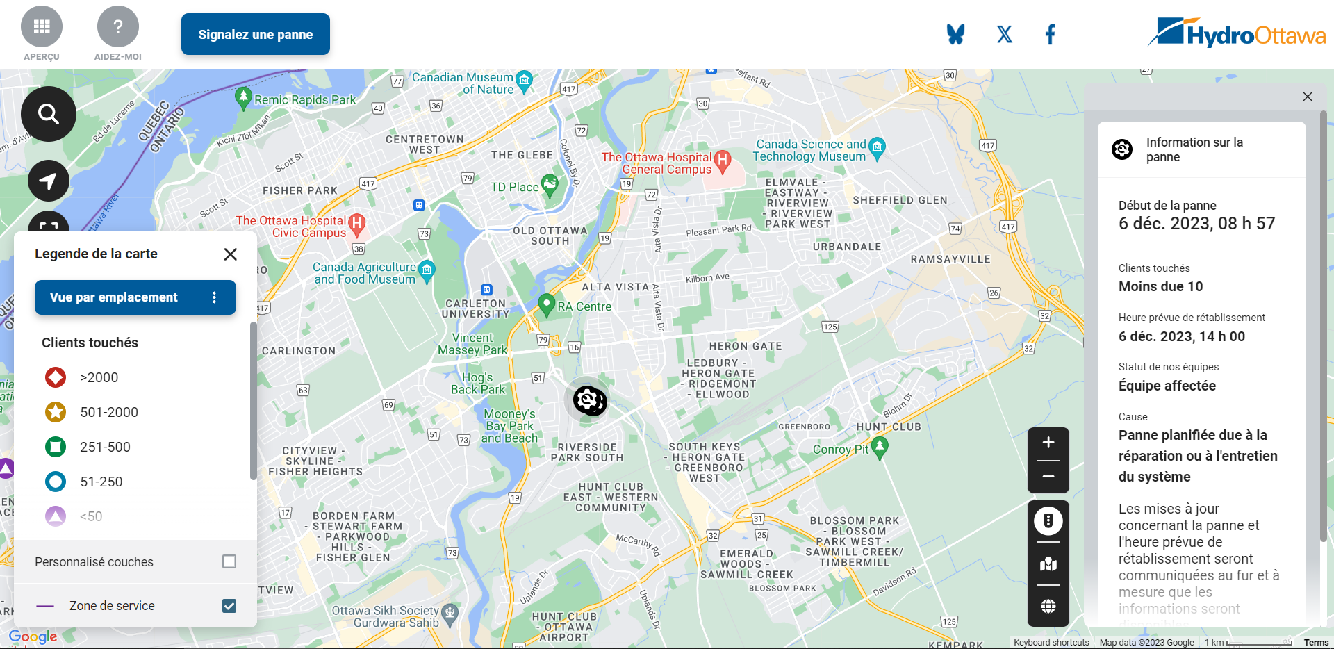 Panne | Hydro Ottawa