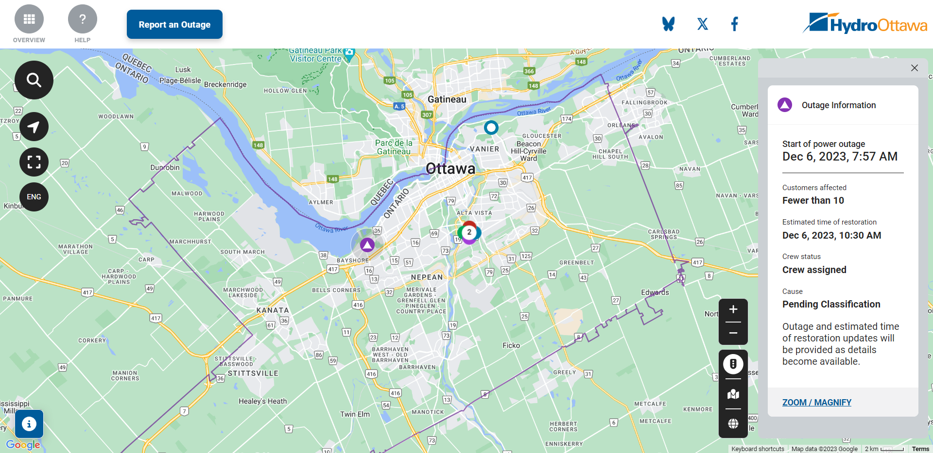 Business - Outage centre | Hydro Ottawa